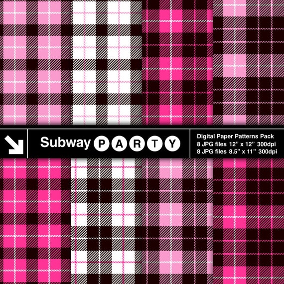 Lumberjill Flannel Tartan Plaid in Rose & Hot Pink, Black and White ...