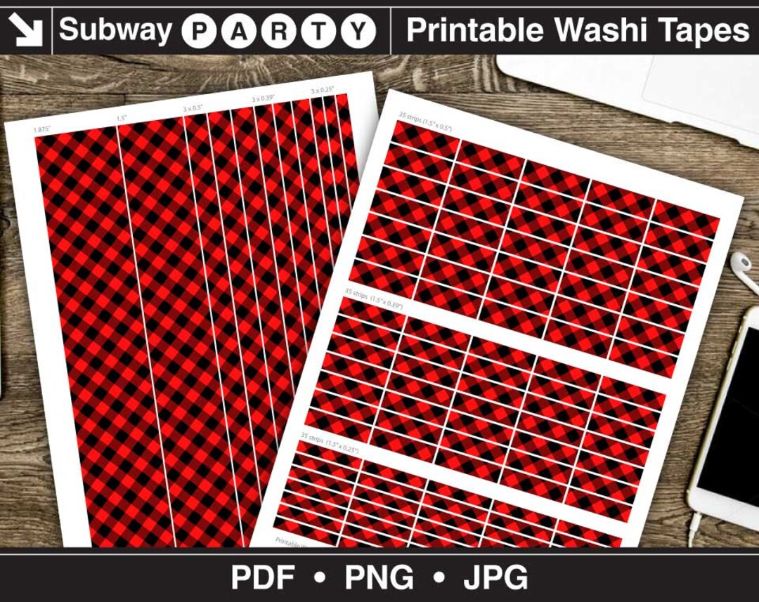 Lumberjack Printable Washi Tapes. Christmas Red Black Buffalo Check ...