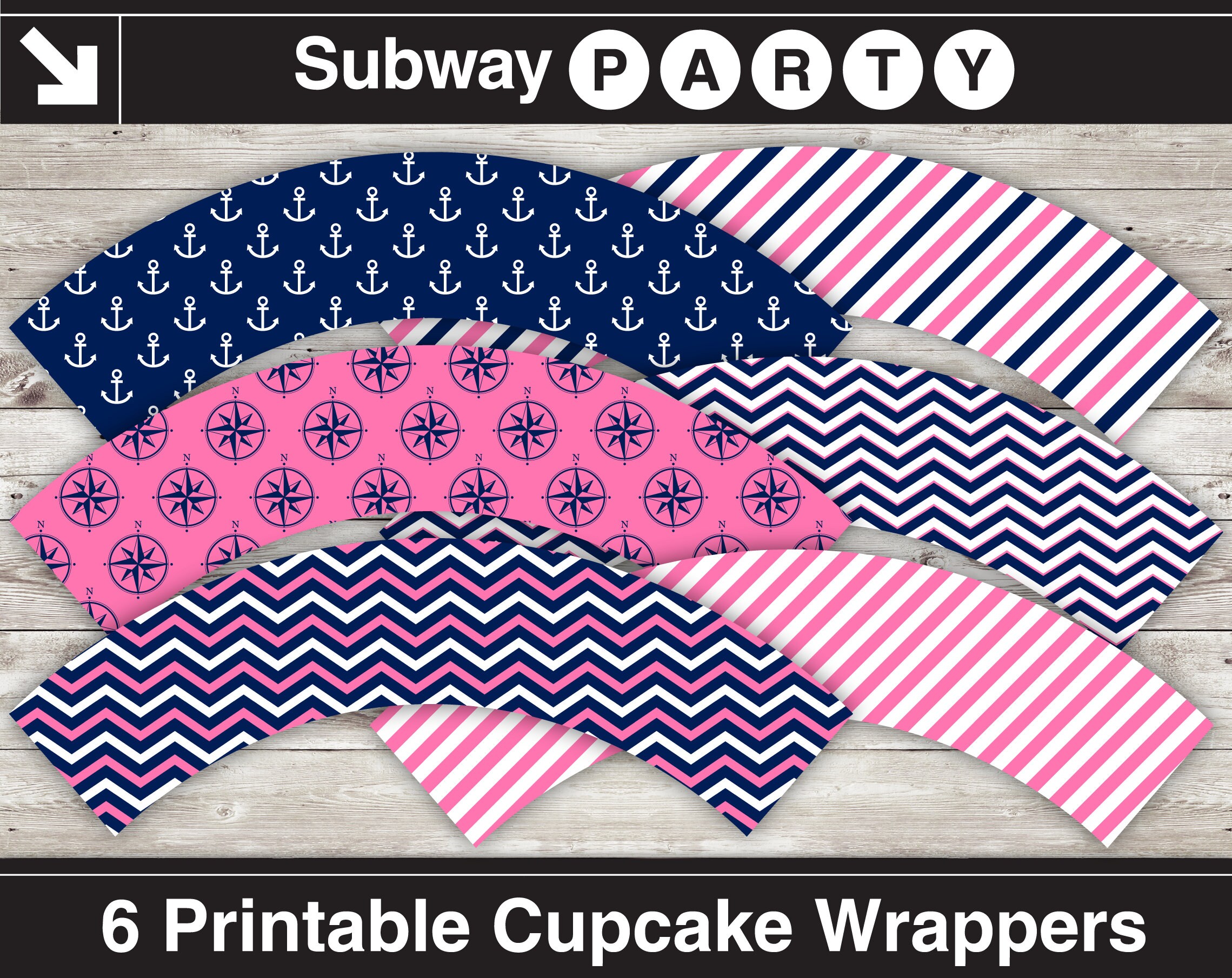 Pink And Navy Blue Chevron
