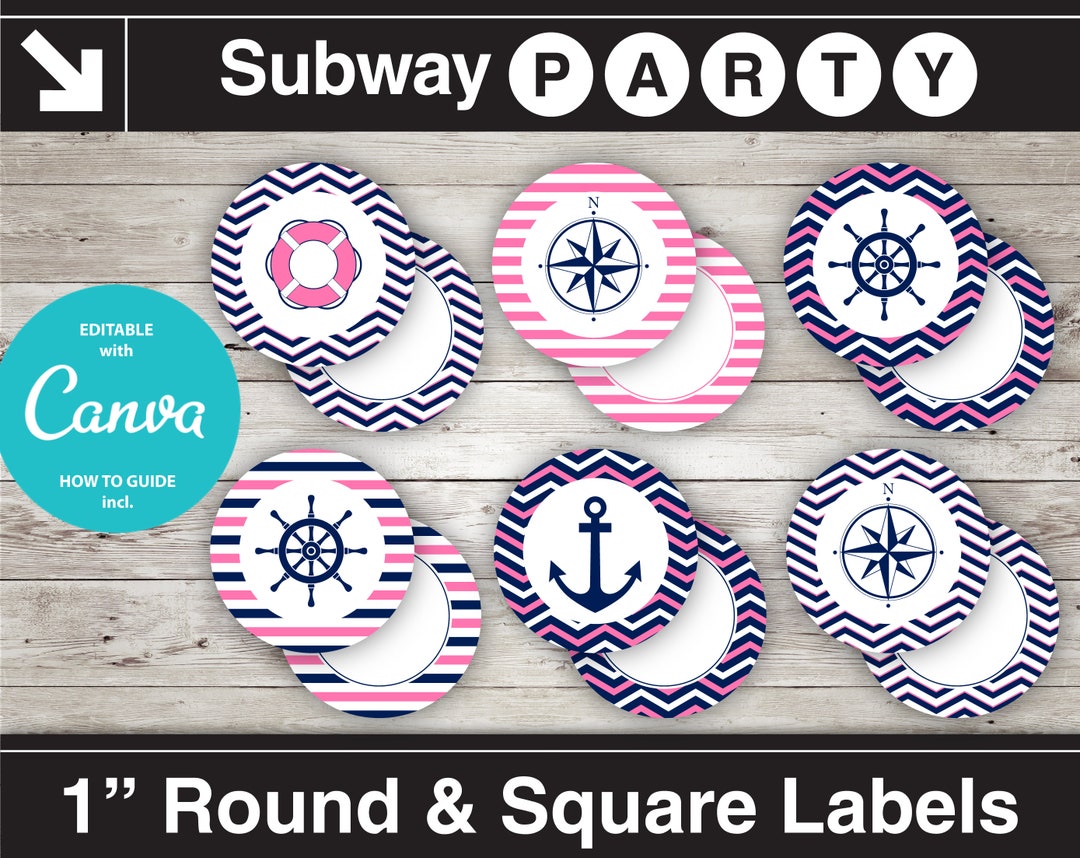 Printable Nautical 1" Round & Square Tags, Stickers, Blank Labels ...