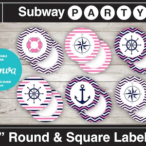 Printable Nautical 1" Round & Square Tags, Stickers, Blank Labels ...
