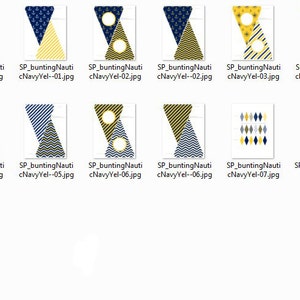 Printable Navy Yellow Nautical Party Banner and Mini Cake Bunting. DIY ...