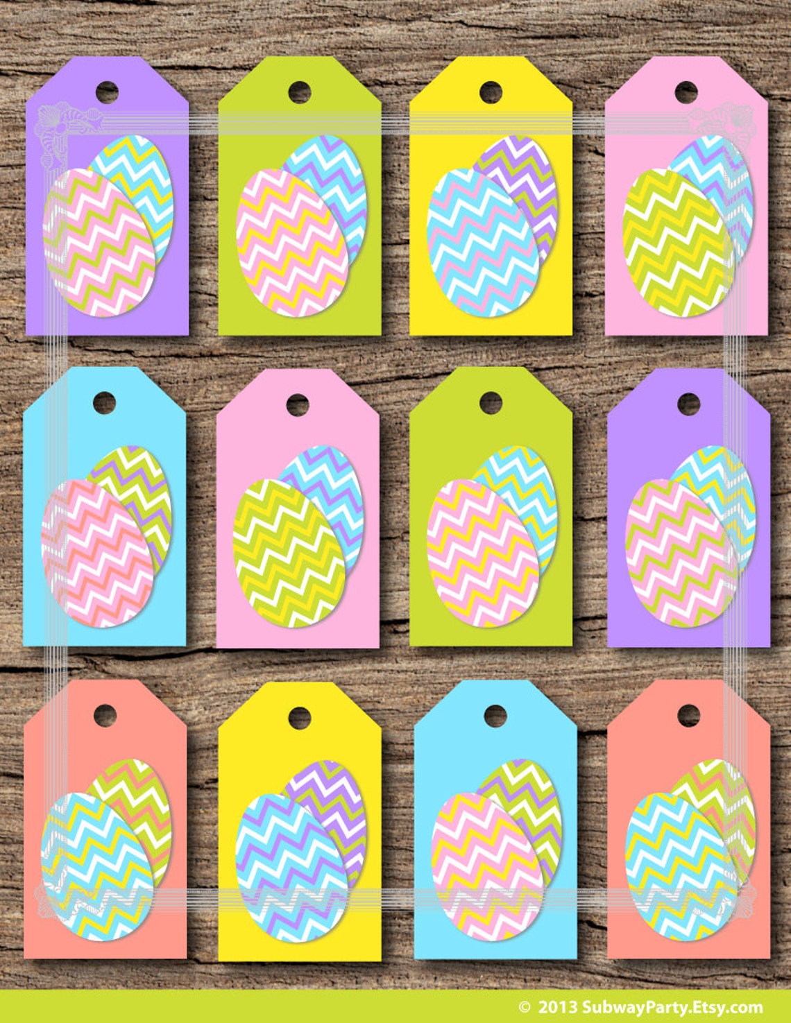 Printable Easter Gift Tags With Cute Chevron Easter Eggs in - Etsy