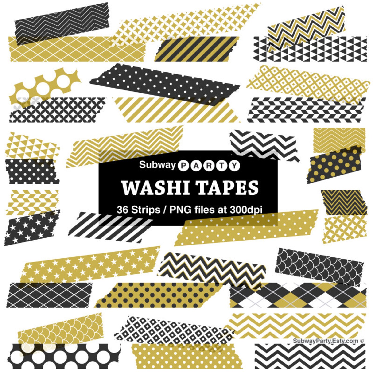 Gold and Black Digital Washi Tape Strips Clipart Photo Frame - Etsy