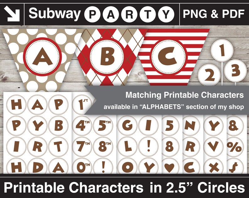 Printable Sock Monkey Birthday Party Banner & Mini Cake Bunting. Taupe ...