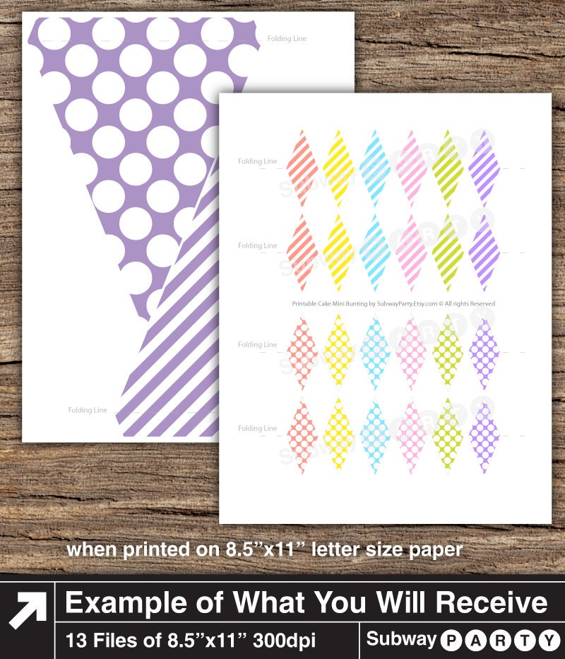 Printable Pastel Rainbow Party Banner and Mini Cake Bunting. | Etsy