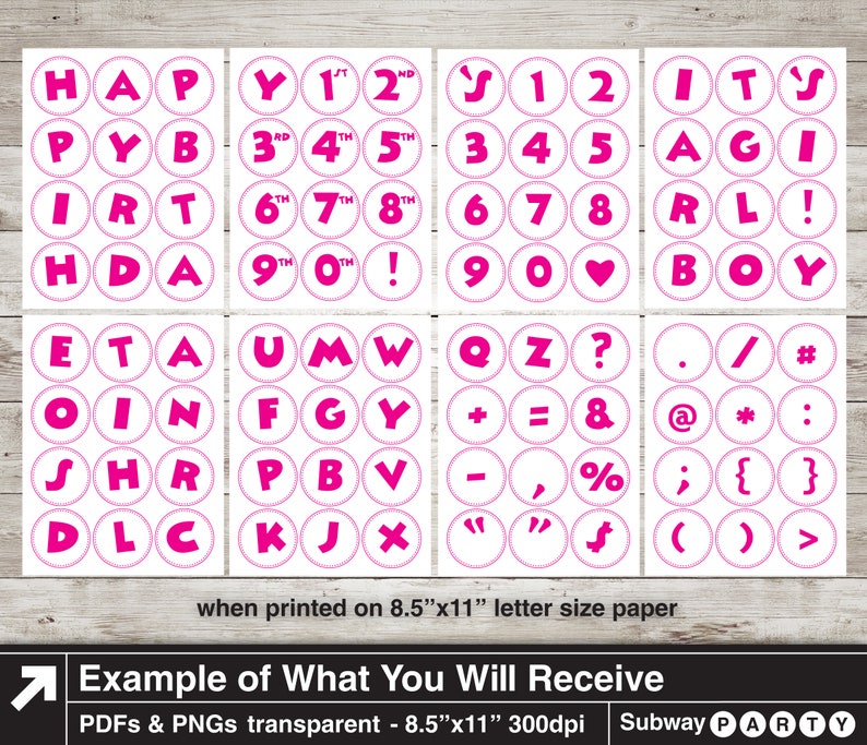 Printable Cartoon Style Hot Pink Letters & Numbers in - Etsy