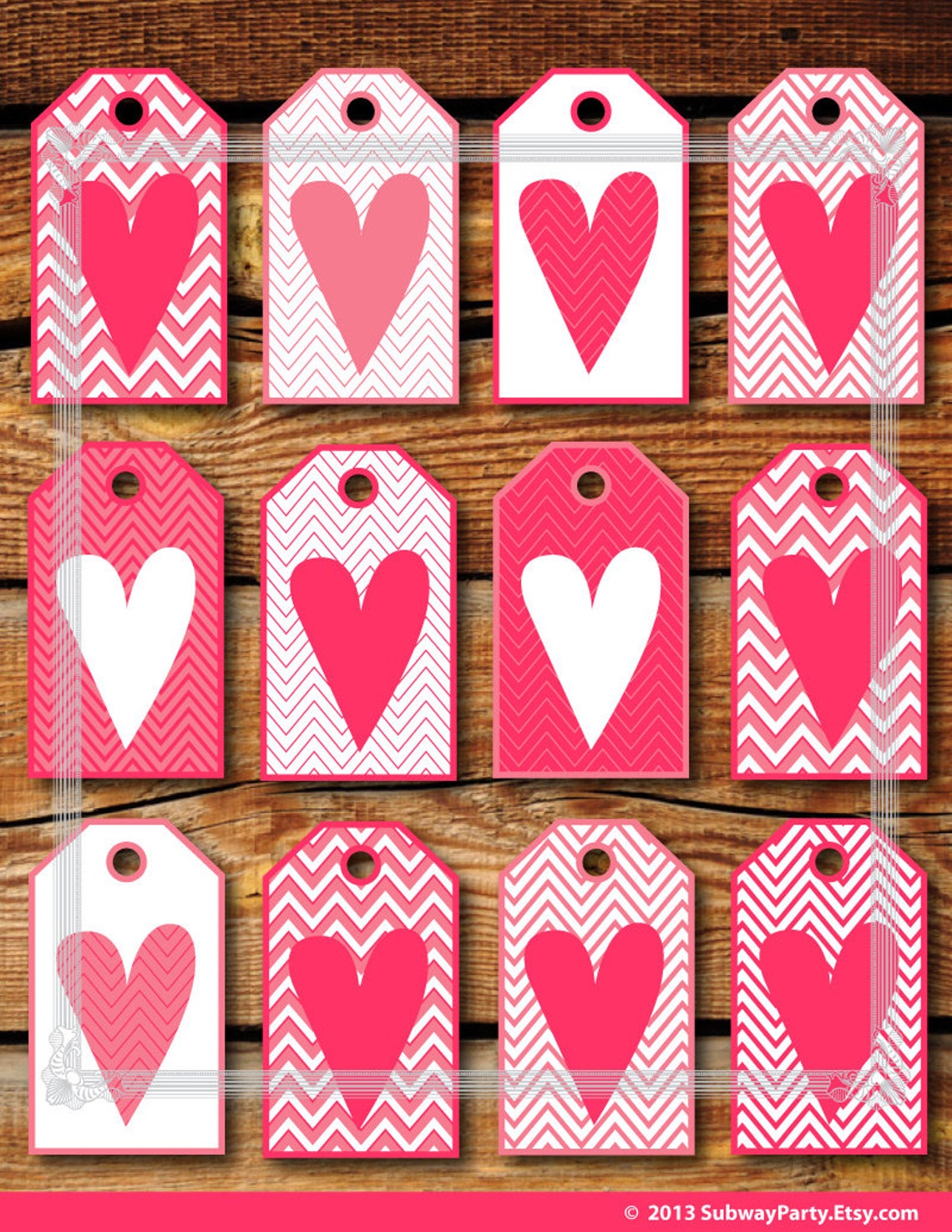 Printable Valentine's Day Gift Tags in Pink & White - Etsy