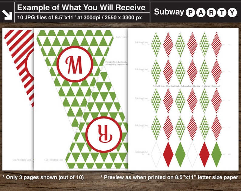 Printable Merry Christmas Banner. 7 Big Banner & 1 | Etsy