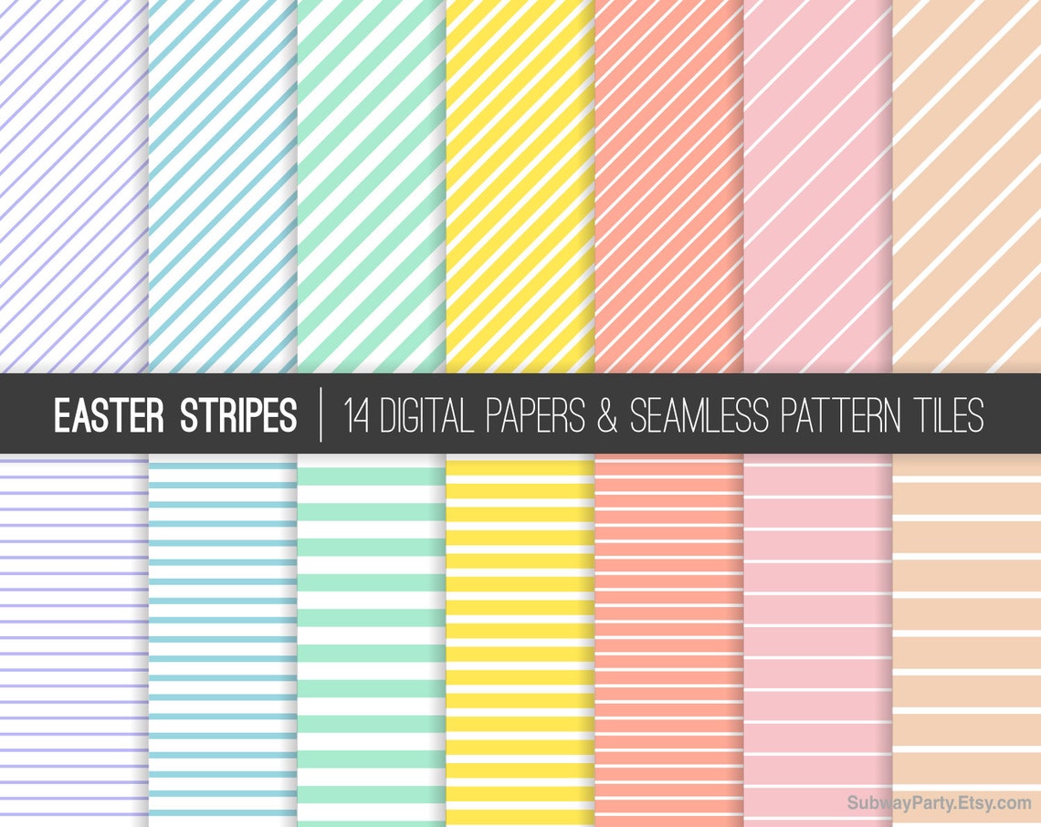 Easter Pastel Rainbow Stripes Seamless Patterns and Digital - Etsy