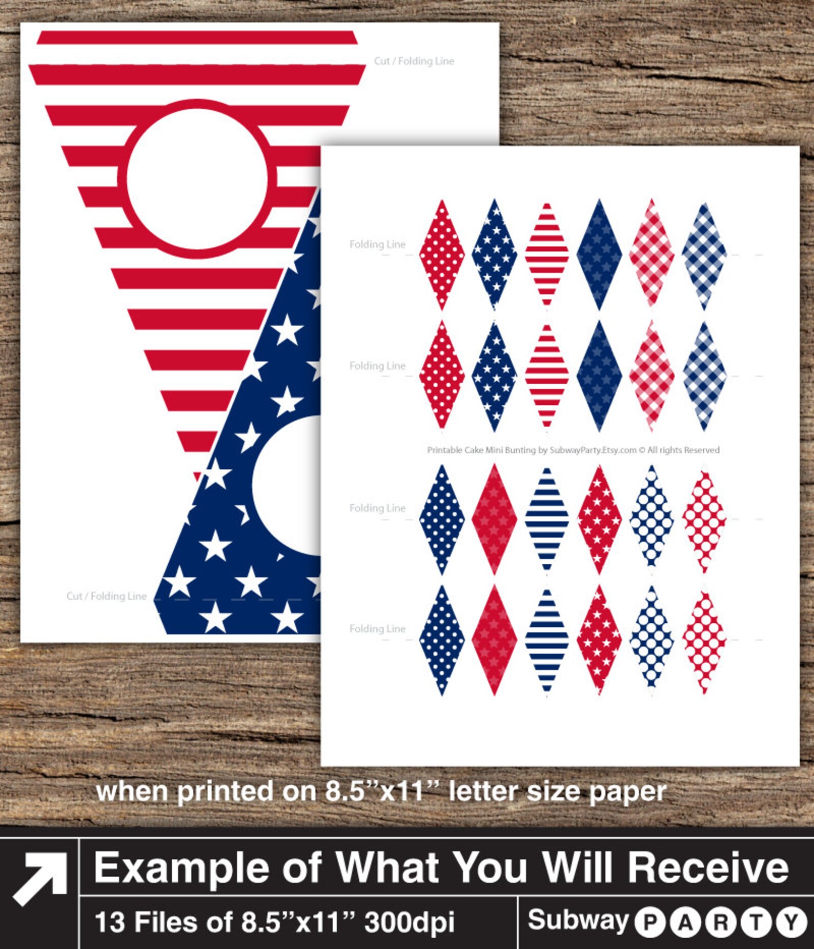 4th of July Party Printable Banner & Mini Cake Bunting. - Etsy
