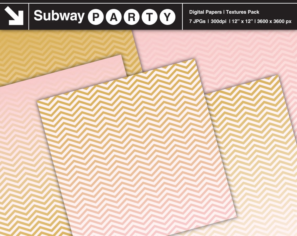 Ombre Chevron Rose Gold Digital Papers. Gradient Fade Chevron | Etsy