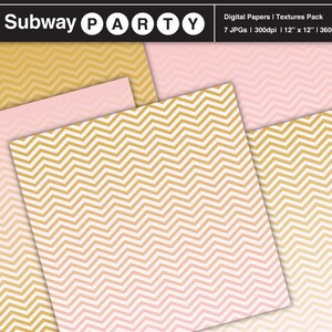 Ombre Chevron Rose Gold Digital Papers. Gradient Fade Chevron ...