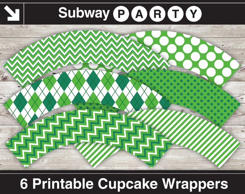 Printable Emerald Green and White Cupcake Wrappers in 6 - Etsy