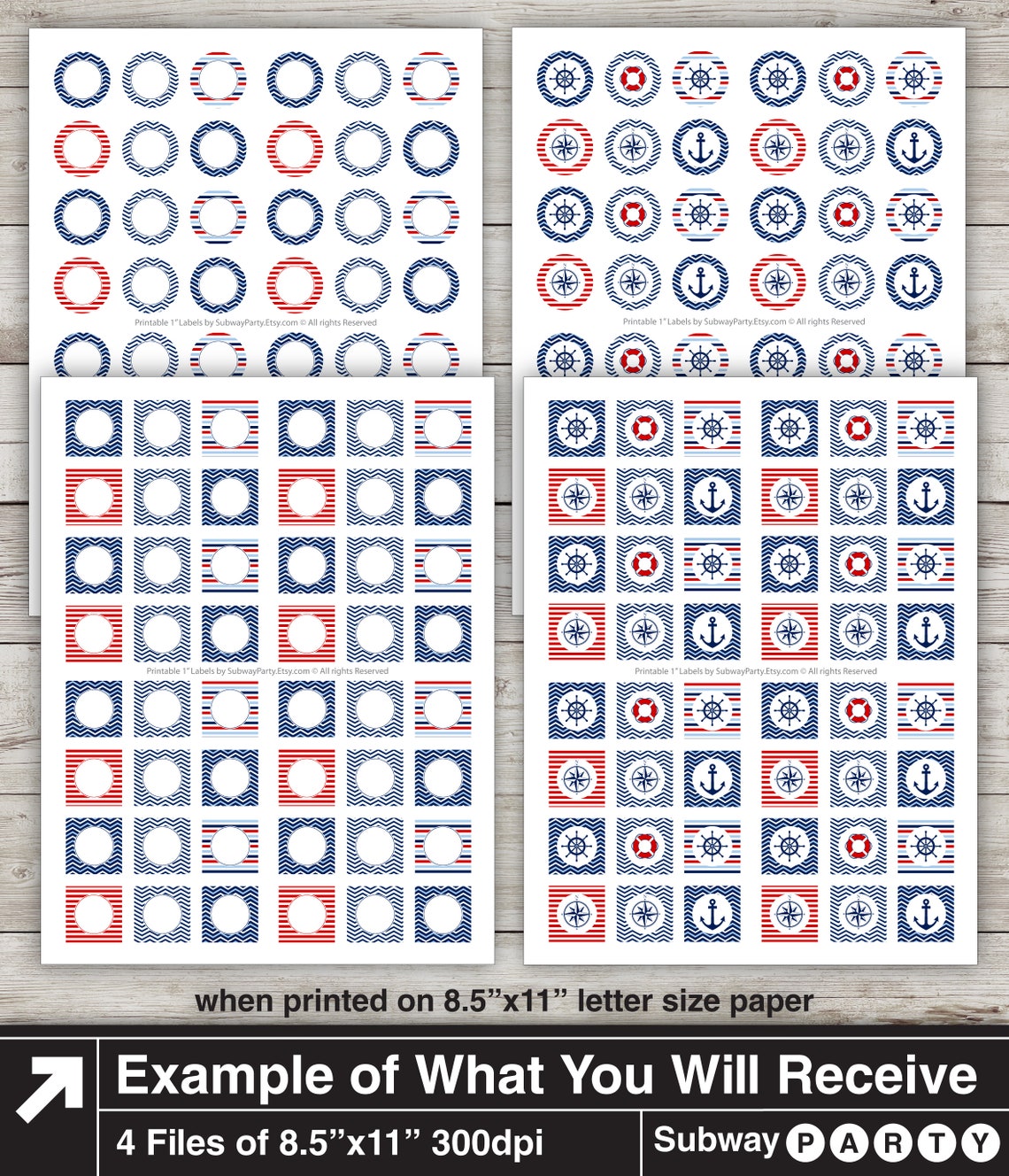 Printable Nautical 1 Round & Square Tags Stickers - Etsy