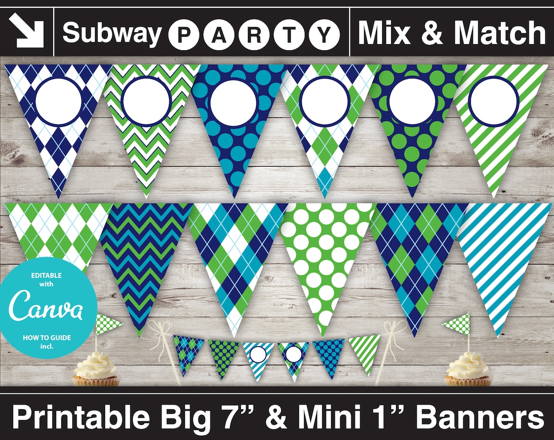 Golf Party Printable Banner & Mini Cake Bunting. Editable With Canva or ...