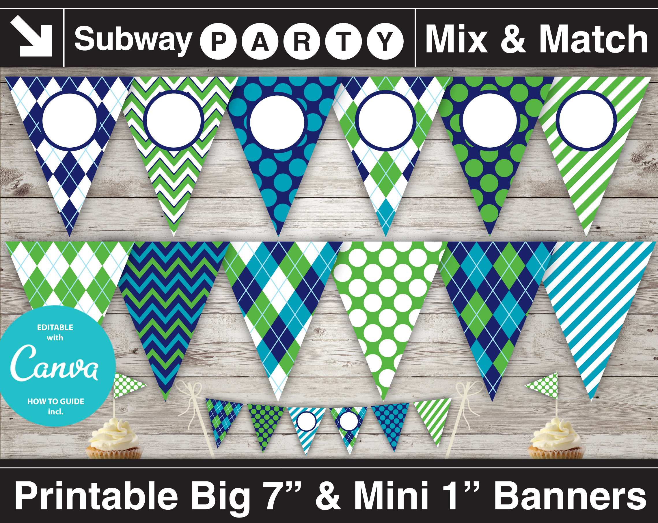 Golf Party Printable Banner & Mini Cake Bunting. Editable With Canva or ...