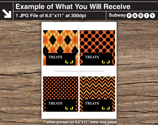 Printable Halloween Treat Bag Toppers With Spooky Eyes. Orange | Etsy