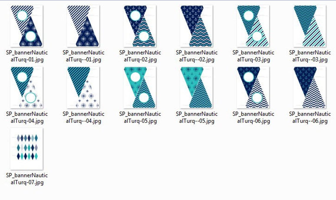 Turquoise and Navy Blue Nautical Party Printable Banner and - Etsy