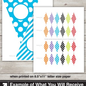 Printable Fun Party Banner and Mini Cake Bunting. Multi Color Polka ...