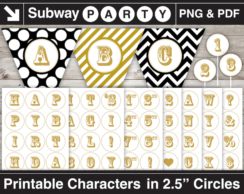 Printable Gold Alphabet Letters & Numbers in 2.5" Circles. Characters ...