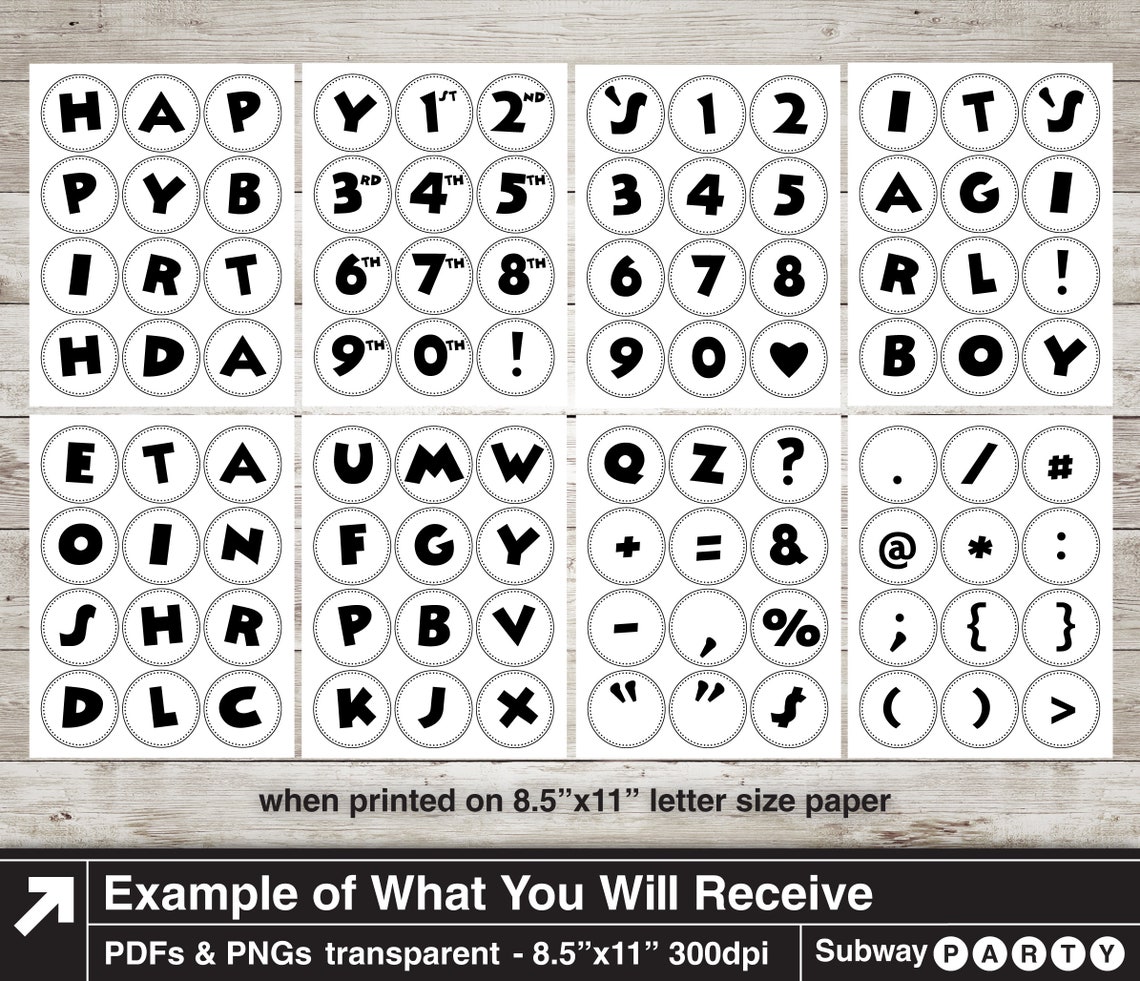 Printable Cartoon Style Black Letters & Numbers in 2.5 - Etsy