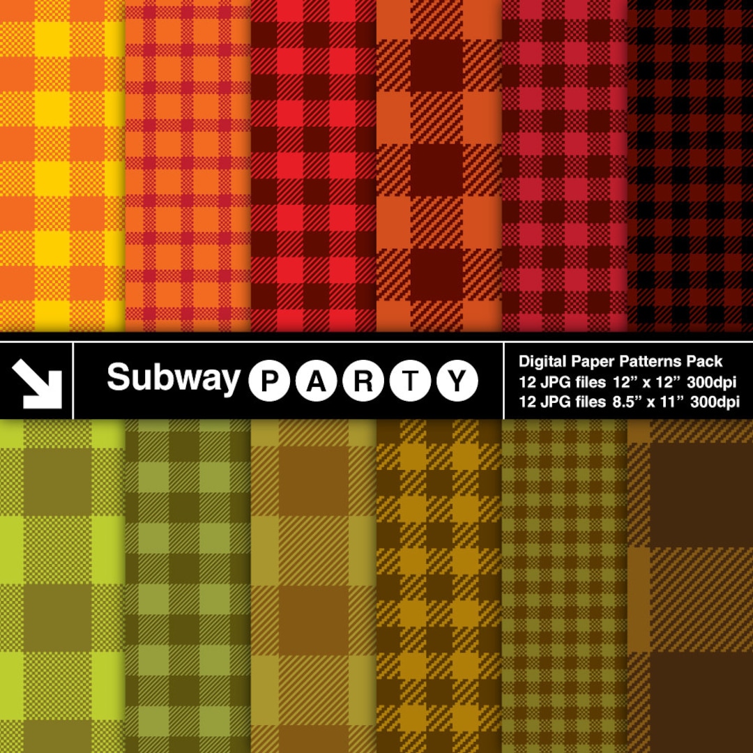 Fall Gingham & Buffalo Check Plaid Digital Papers. Thanksgiving Warm ...