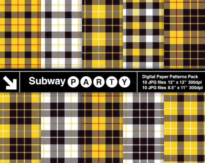 Yellow Black Tartan Plaid Digital Papers. Clueless 90s Style. - Etsy