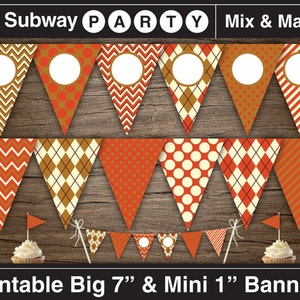 Thanksgiving Party Printable Banner & Mini Cake Bunting. Pumpkin Spice ...