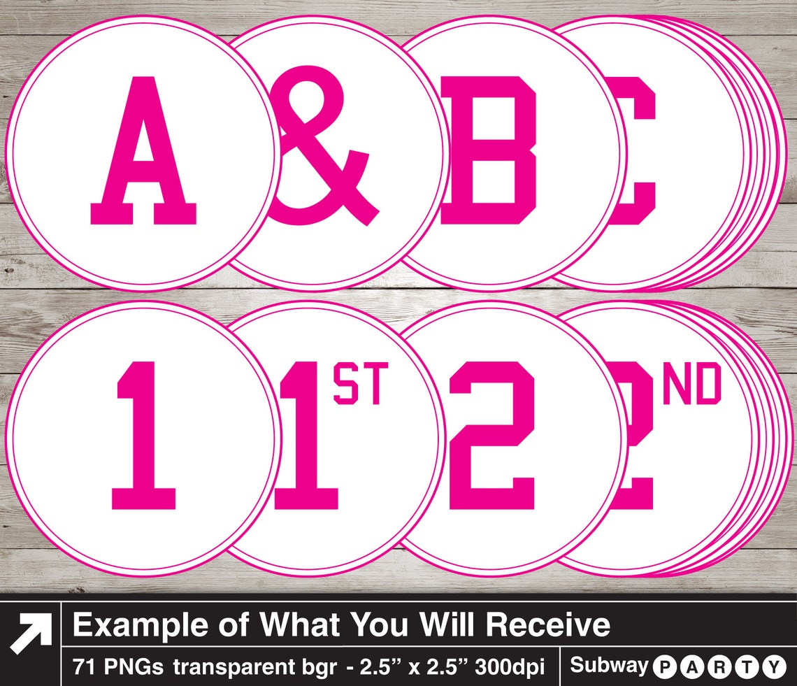 Printable Hot Pink Letters & Numbers in 2.5 Circles. - Etsy