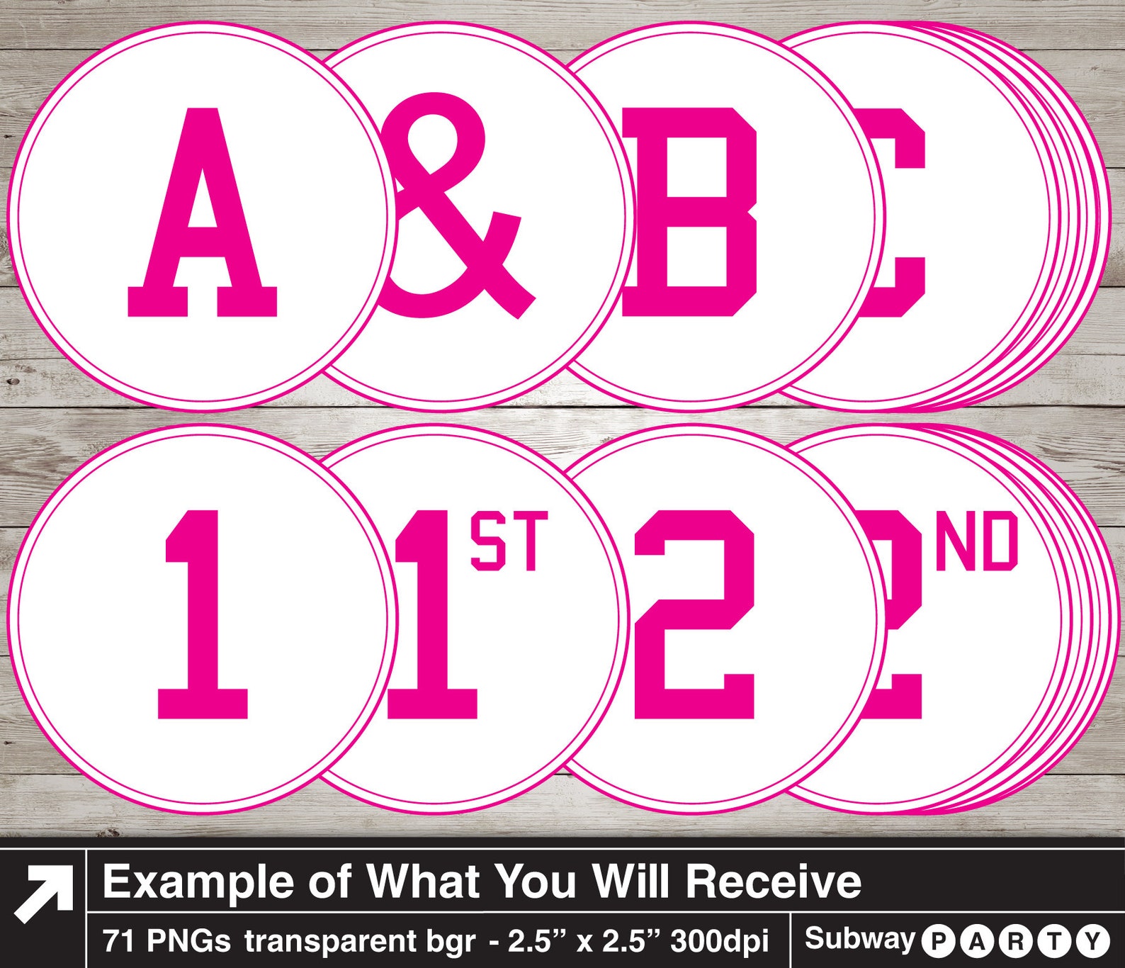 Printable Hot Pink Letters & Numbers in 2.5 Circles. - Etsy