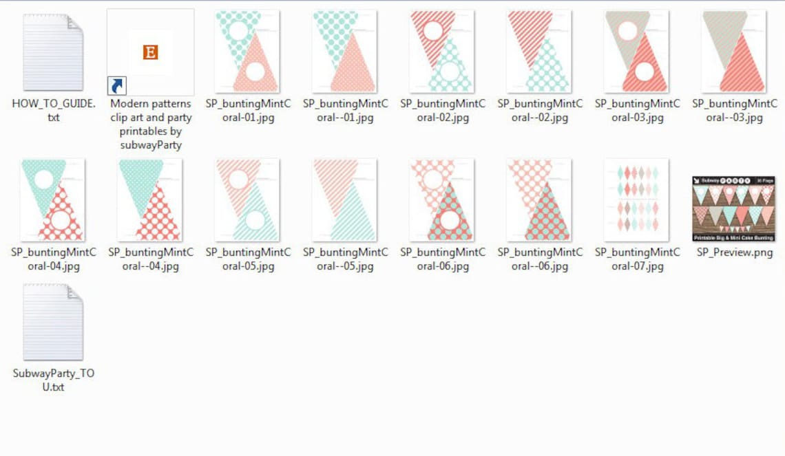 Mint and Coral Printable Party Banner & Mini Cake Bunting. - Etsy