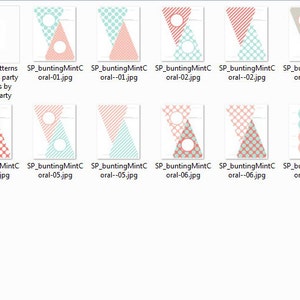 Mint and Coral Printable Party Banner & Mini Cake Bunting. Polka Dots ...