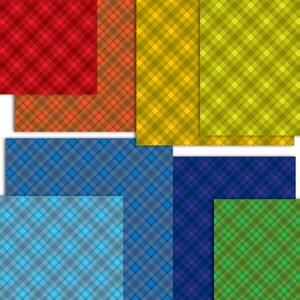 Plaid Pattern Digital Papers Pack in Rainbow Colors. Scrapbook / Party ...