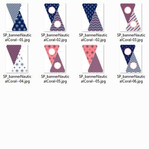 Navy Coral Pink Nautical Party Printable Banner and Mini Cake Bunting ...