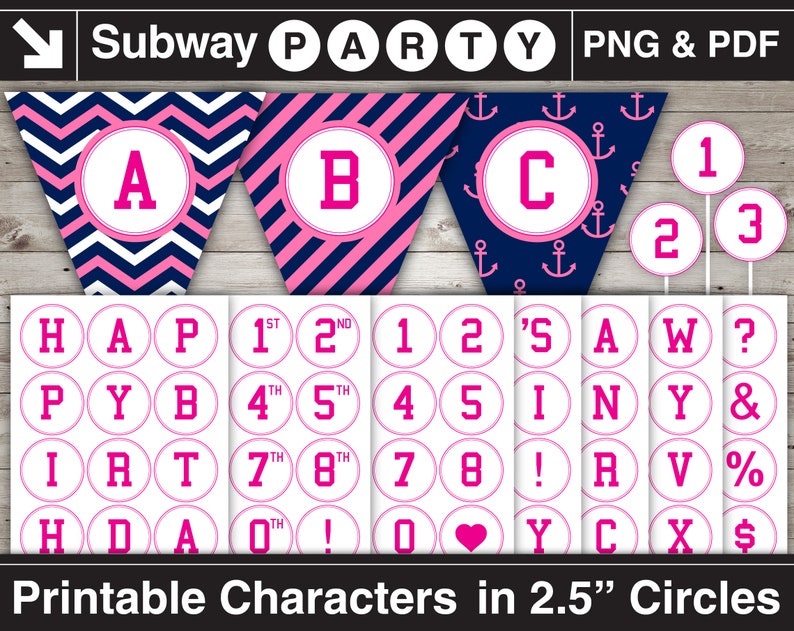 Printable Hot Pink Letters & Numbers in 2.5" Circles. Alphas for Party ...