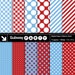 Blue and Red Polka Dot, Candy Stripes & Gingham Pattern Digital Papers ...