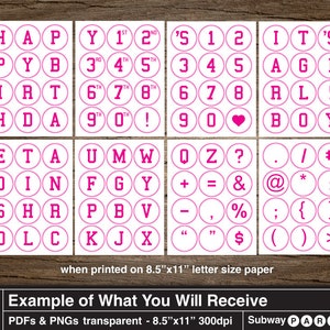 Printable Hot Pink Letters & Numbers in 2.5 Circles. | Etsy