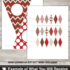 Printable Sock Monkey Birthday Party Banner & Mini Cake Bunting. Brown ...