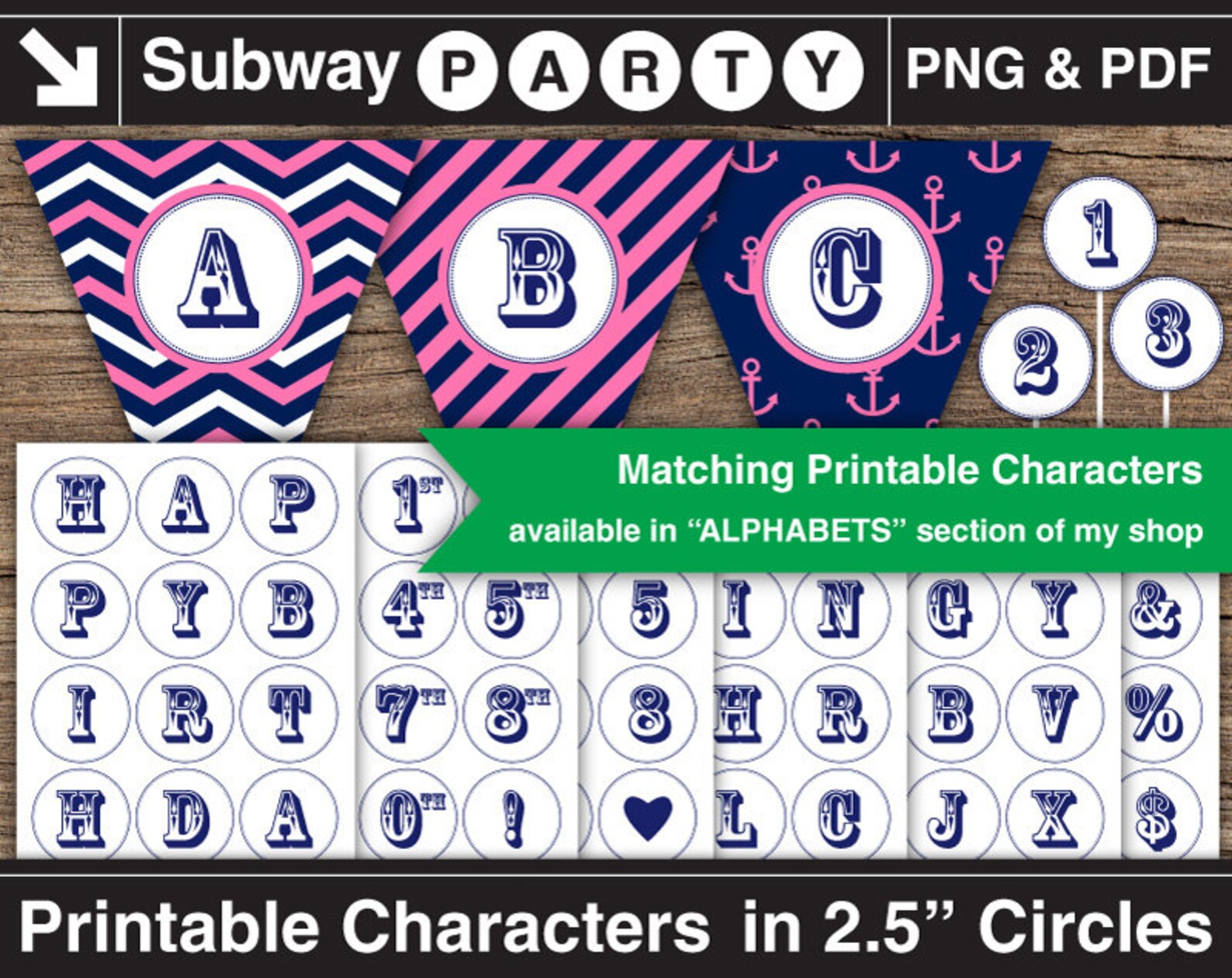 Nautical Pink and Navy Digital Papers Pack. Chevron Anchors - Etsy