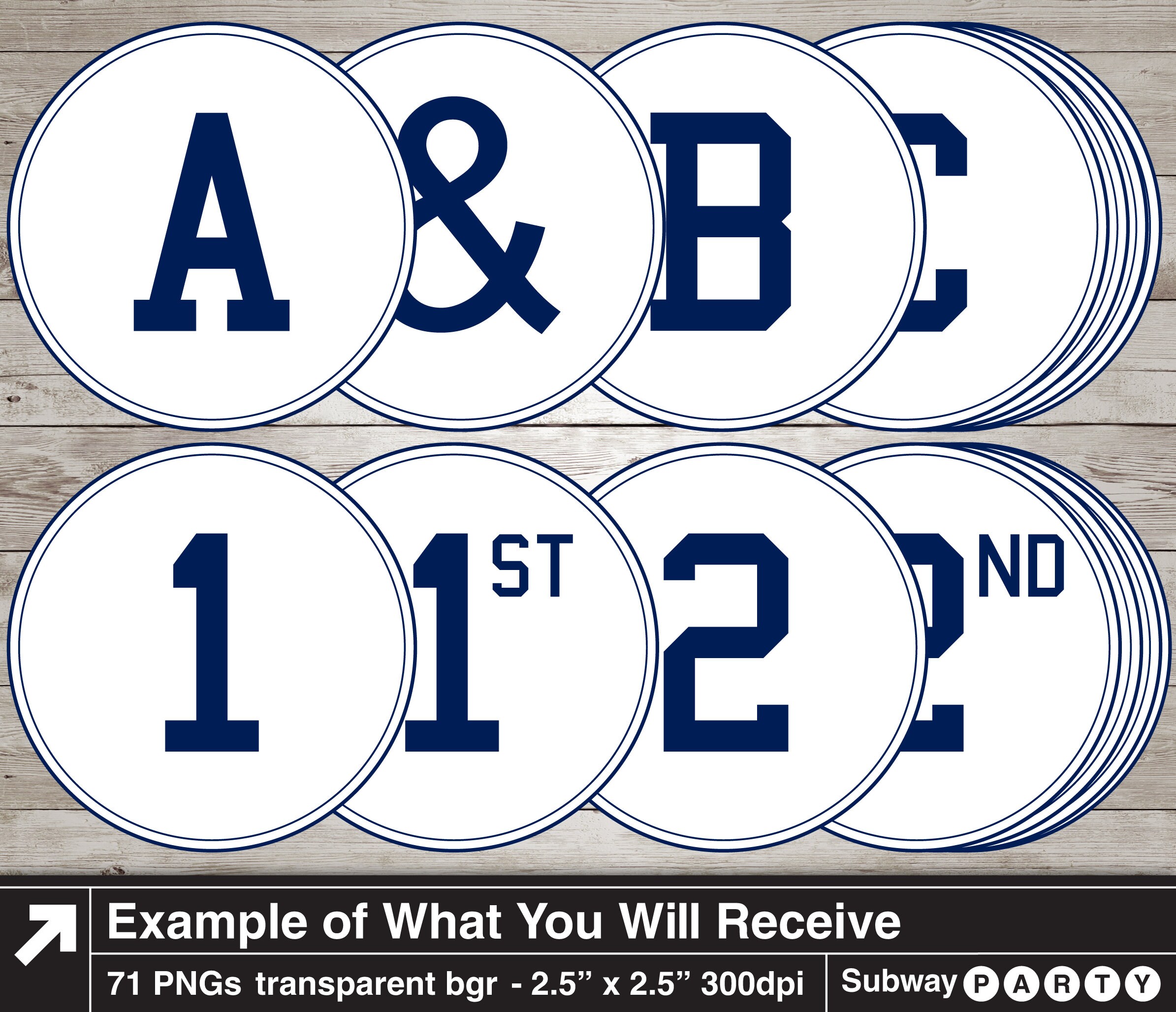Printable Navy Alphabet Letters & Numbers in 2.5" Circles. Chars for ...
