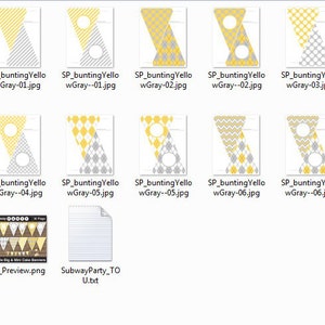 Printable Yellow Gray Party Banner & Mini Cake Bunting. Argyle, Chevron ...