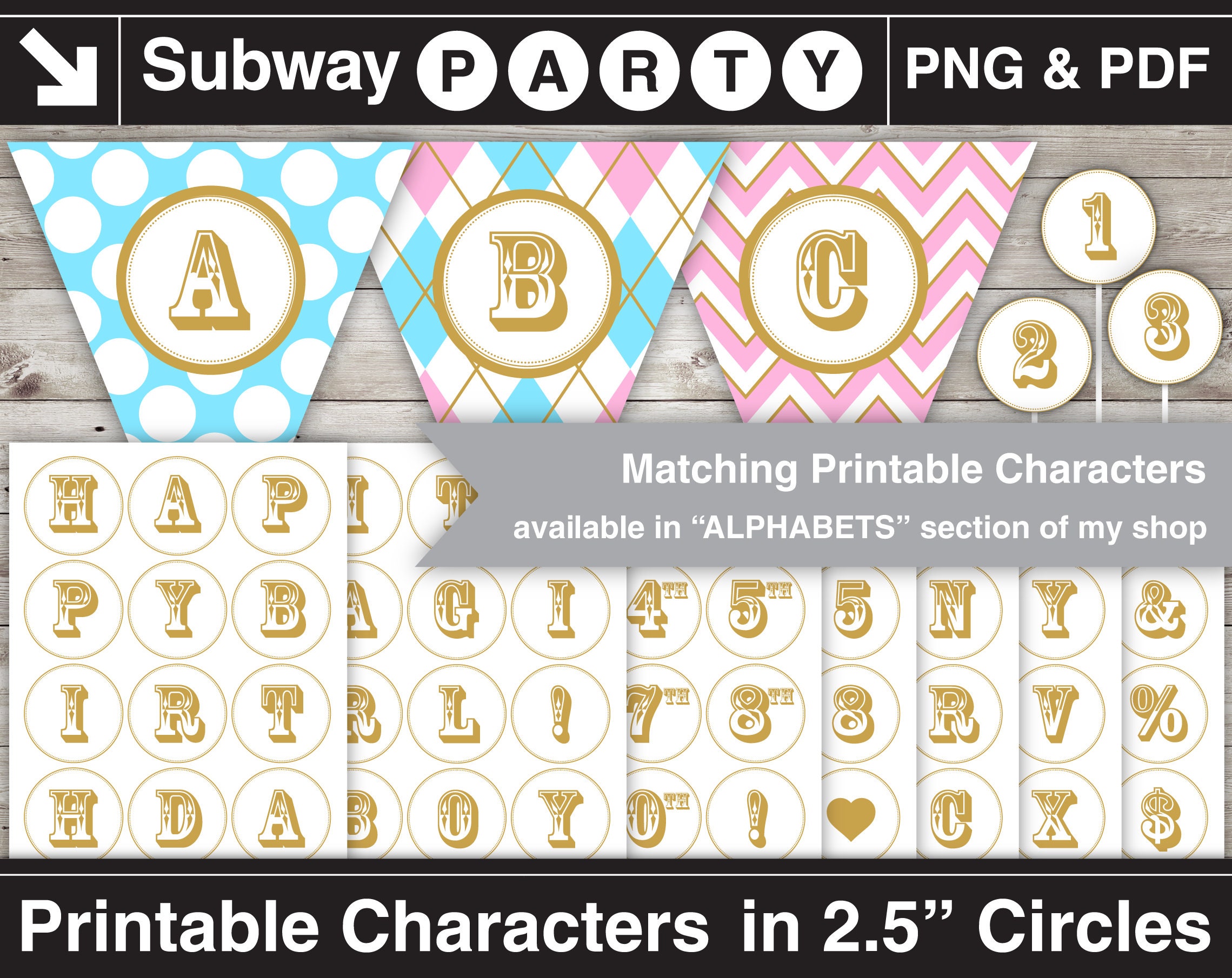 Gender Reveal Baby Shower Party Printable Banner & Mini Cake | Etsy