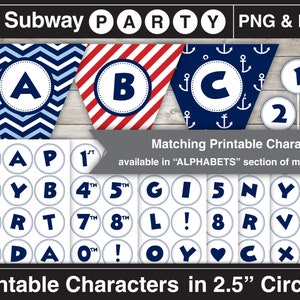 Nautical Party Printable Banner and Mini Cake Bunting. Red White Blue ...