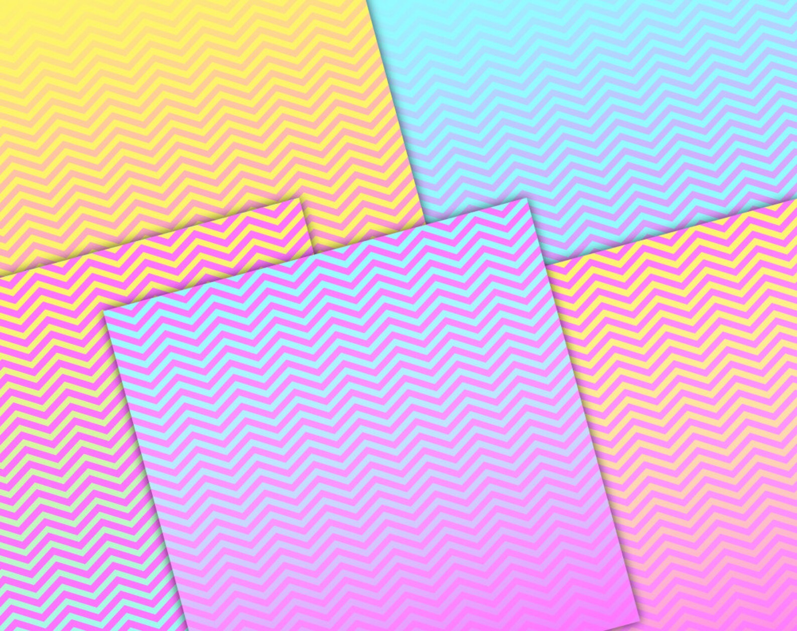 Unicorn Rainbow Ombre Chevron Digital Papers. Gradient Fade Chevron ...
