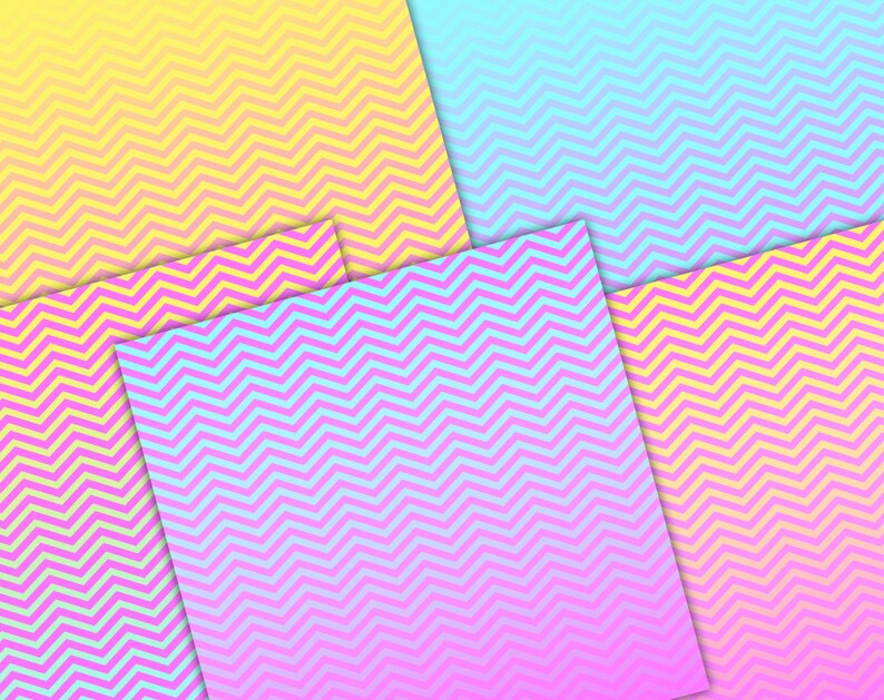 Unicorn Rainbow Ombre Chevron Digital Papers. Gradient Fade | Etsy