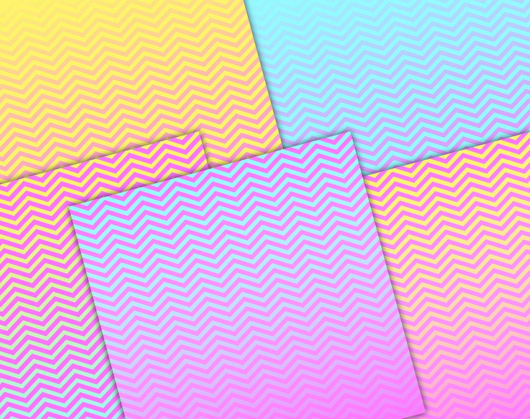 Unicorn Rainbow Ombre Chevron Digital Papers. Gradient Fade Chevron ...