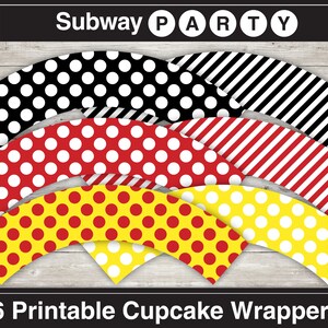 Printable Mickey / Pirate Party Cupcake Wrappers in Red, Black, Yellow ...