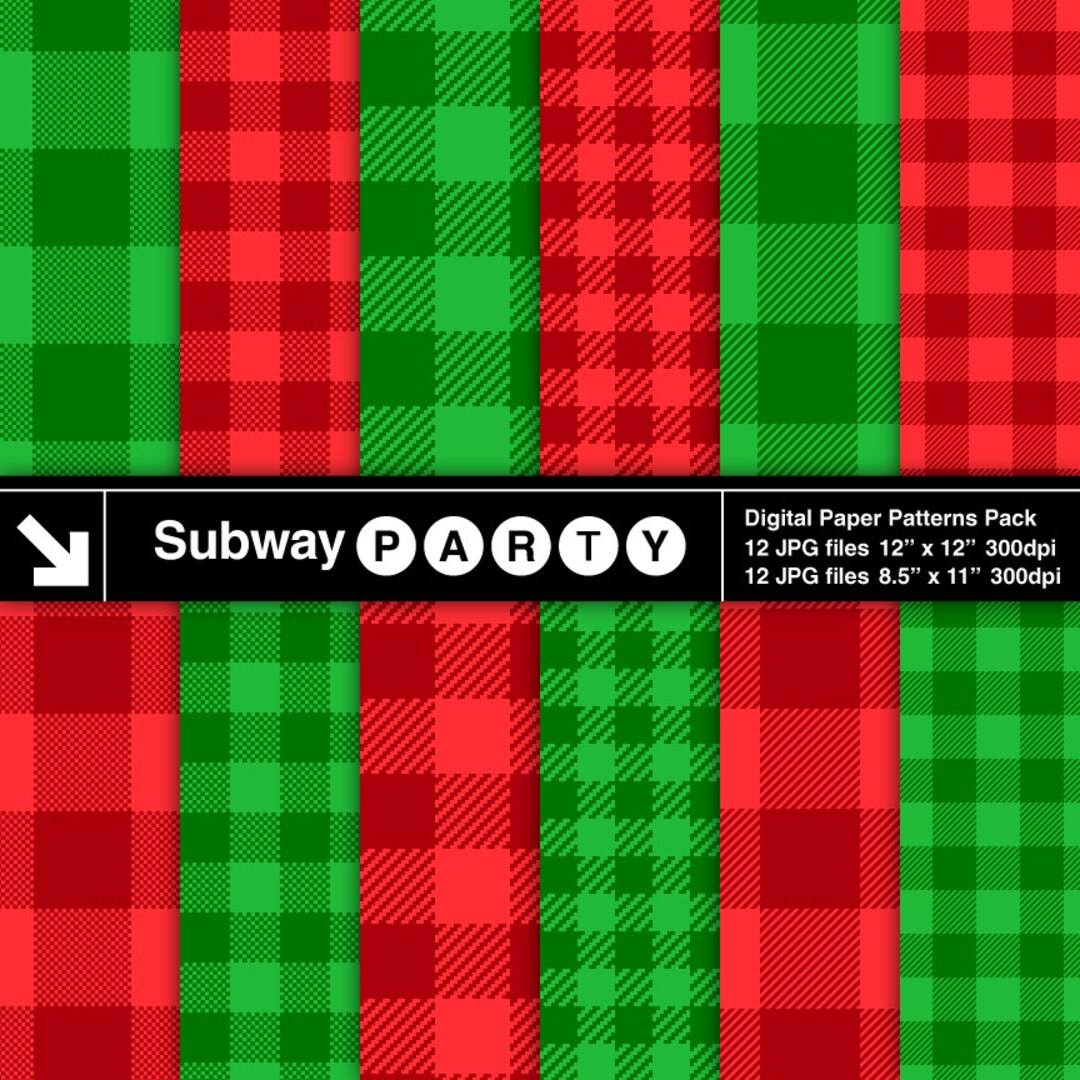Christmas Red Green Gingham Plaid and Buffalo Check Papers. Xmas Card ...