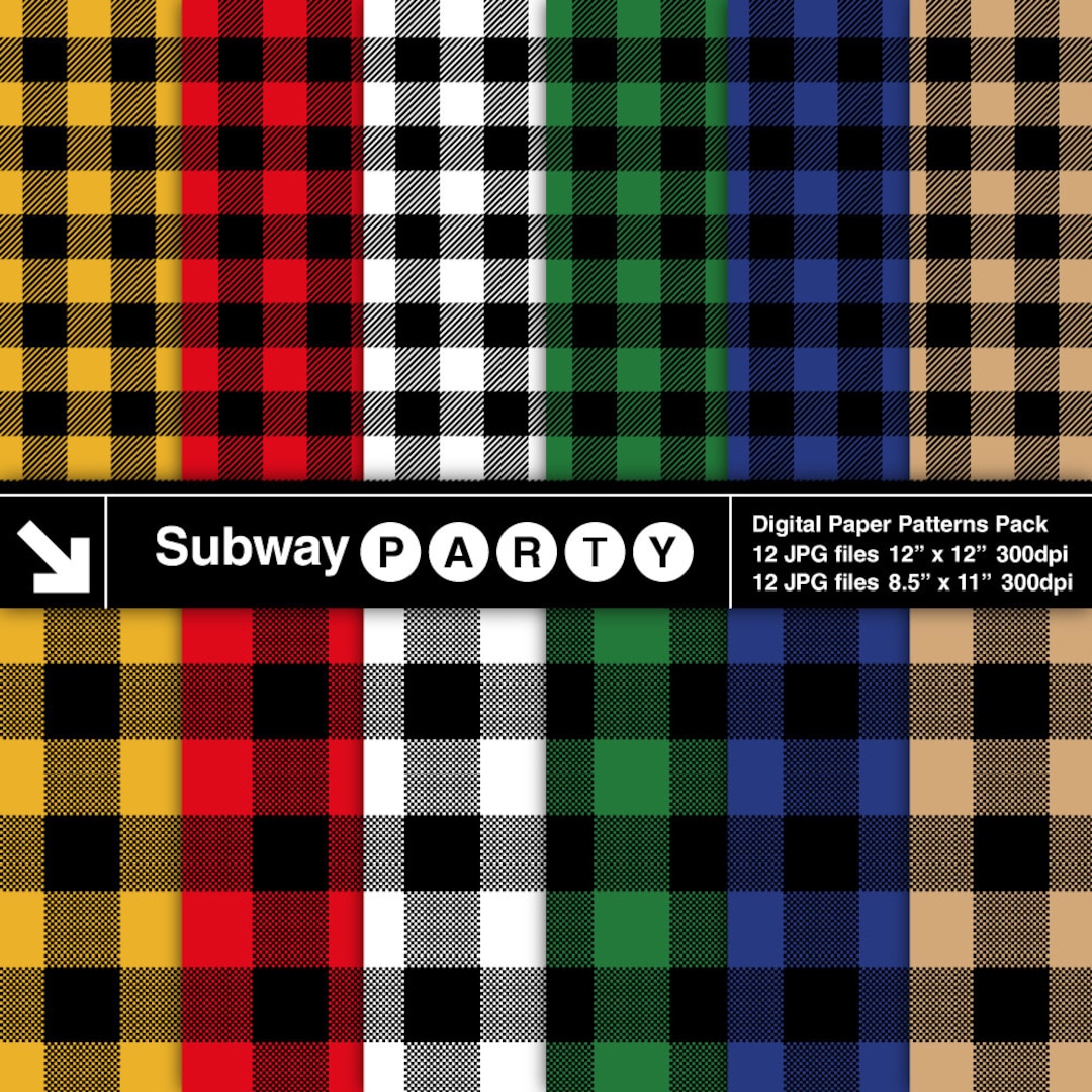 Multicolor Lumberjack Buffalo Check Plaid Digital Papers. Red Black ...